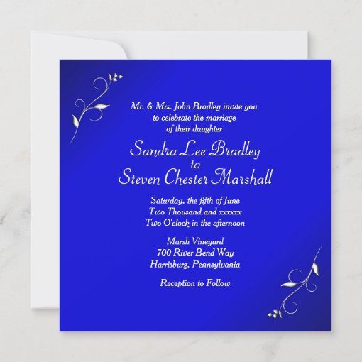 Elegant Blue Wedding Invitation | Zazzle