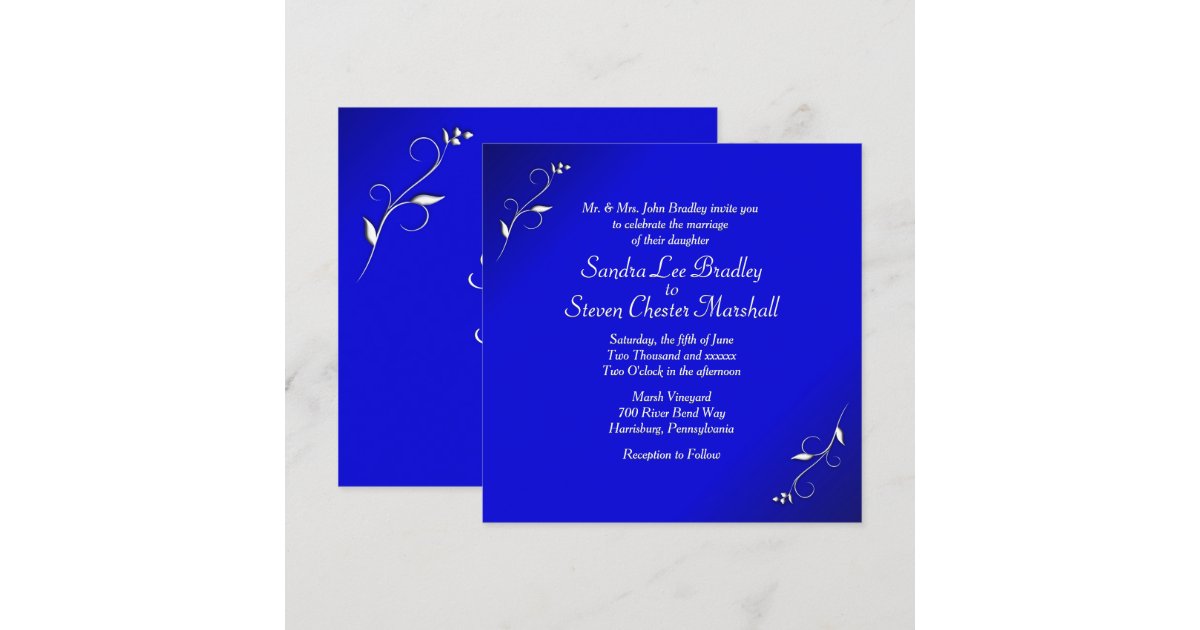 Elegant Blue Wedding Invitation | Zazzle