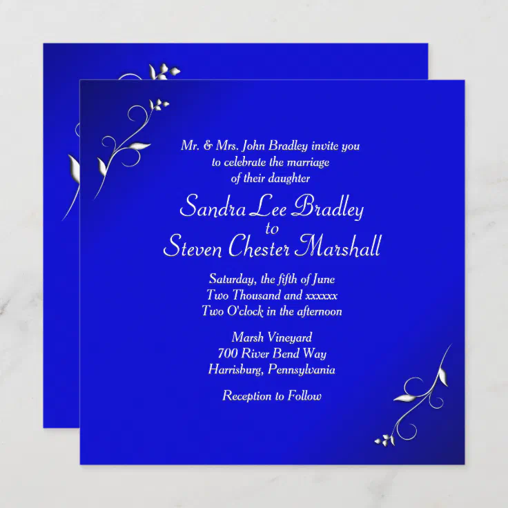 Elegant Blue Wedding Invitation | Zazzle