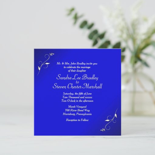 Elegant Blue Wedding Invitation | Zazzle
