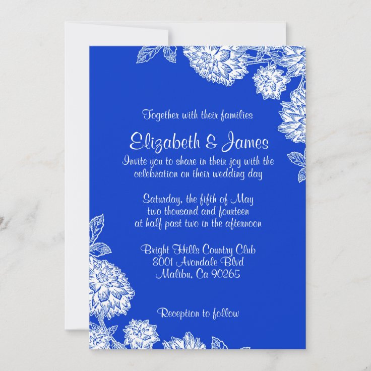 Elegant Blue Wedding Invitations | Zazzle