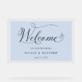 Elegant Blue Wedding Welcome Acrylic Sign | Zazzle