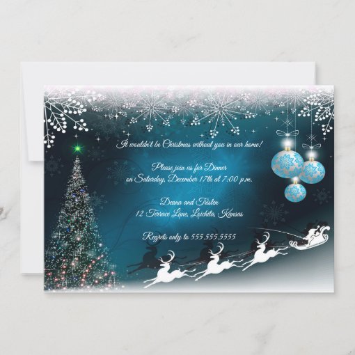 Elegant Blue & White Christmas Design Party Invitation | Zazzle