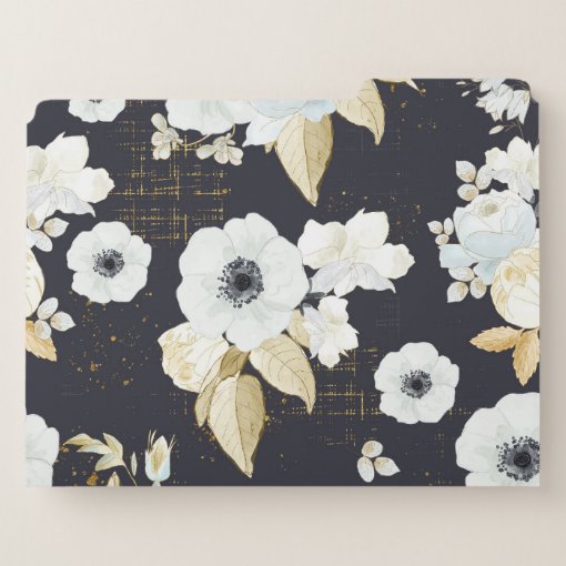 Elegant Blue & White Floral Pattern File Folder | Zazzle