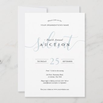 Elegant Blue & White Fundraiser Silent Auction Invitation | Zazzle
