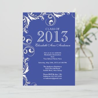 Elegant Blue White Graduation Party Invitation | Zazzle