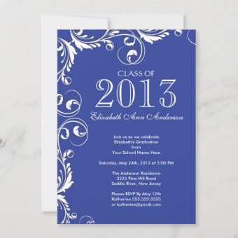 Elegant Blue White Graduation Party Invitation | Zazzle