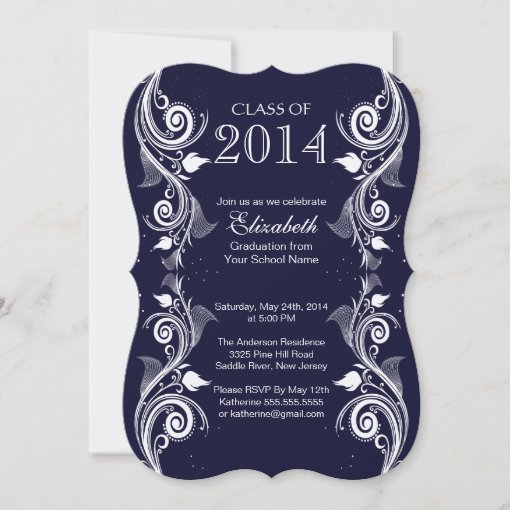 Elegant Blue White Graduation Party Invitation | Zazzle