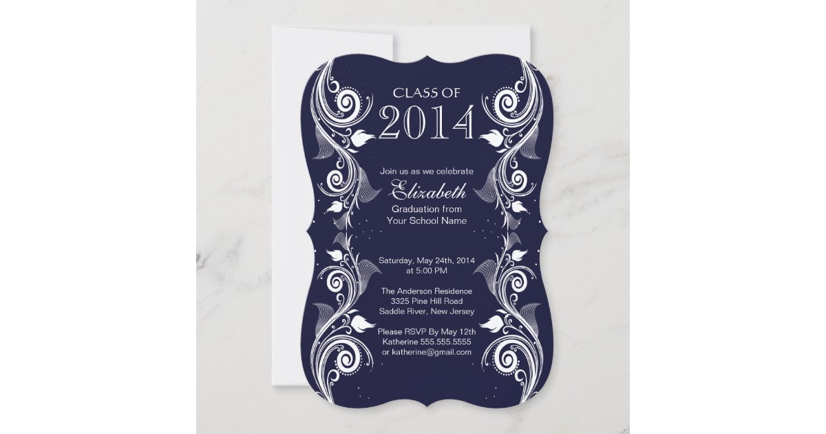 Elegant Blue White Graduation Party Invitation | Zazzle