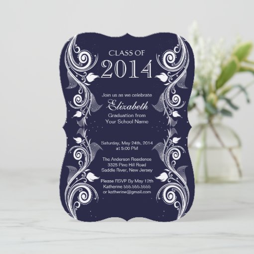 Elegant Blue White Graduation Party Invitation | Zazzle