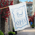 Elegant Blue & White Hand Drawn We Are Open Flag | Zazzle