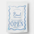 Elegant Blue & White Hand Drawn We Are Open Flag | Zazzle