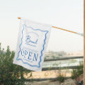 Elegant Blue & White Hand Drawn We Are Open Flag | Zazzle