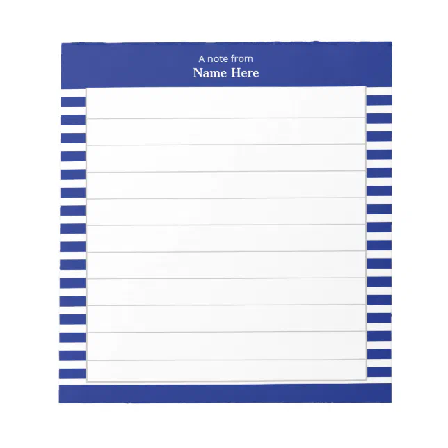 Elegant Blue & White Stripes Lined Notepad | Zazzle