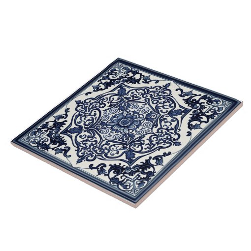 Elegant Blue & White Tile, Rose, Chinese Design Ceramic Tile | Zazzle