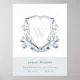 elegant Blue Wildflower Monogram Crest Birth Stat Poster | Zazzle