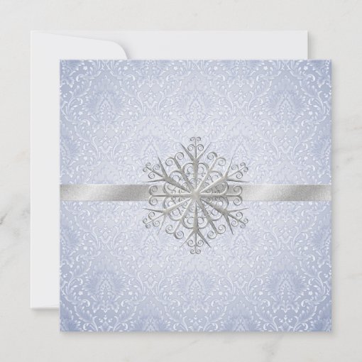 Elegant Blue Winter Snow Wedding Invitation | Zazzle