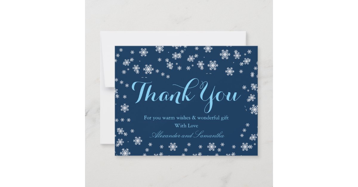 Elegant blue Winter Snowflake Thank You Card | Zazzle