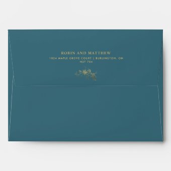 Elegant Blue With Gilded Details Wedding Envelope | Zazzle