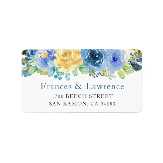 Elegant Blue Yellow Rose Botanical Garden Label | Zazzle