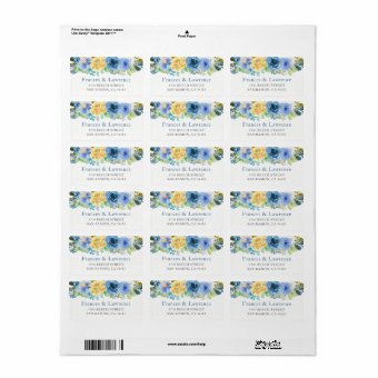 Elegant Blue Yellow Rose Botanical Garden Label | Zazzle