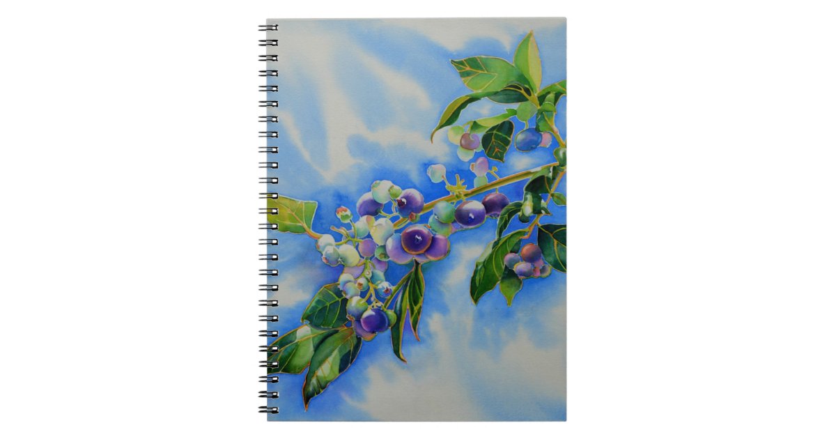 Elegant blueberry watercolor painting notebook | Zazzle