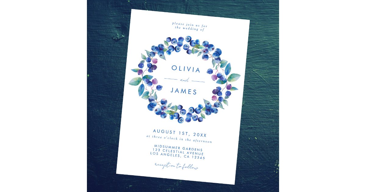 Elegant Blueberry Wedding Invitation | Zazzle