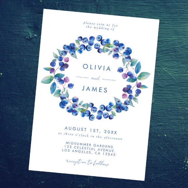 Elegant Blueberry Wedding Invitation | Zazzle