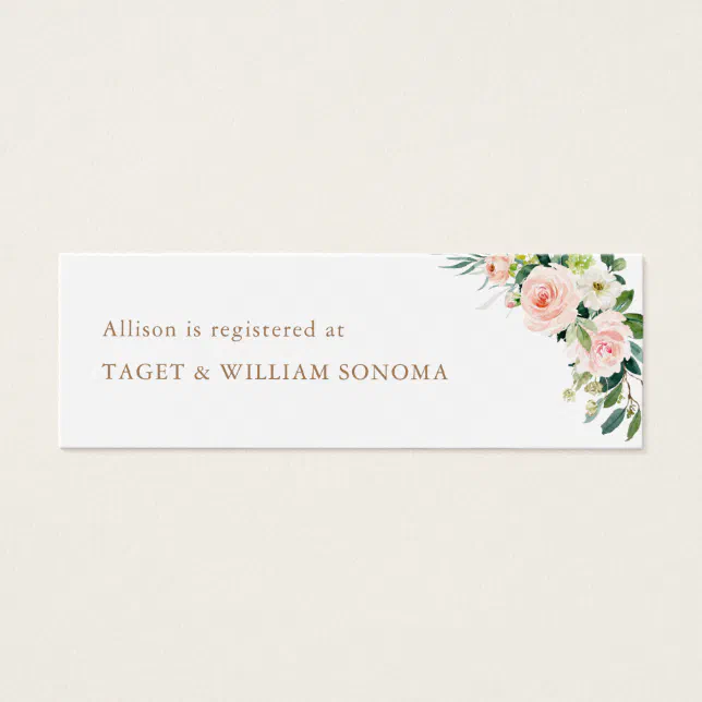 Elegant Blush Bridal Shower Registry Insert Cards | Zazzle