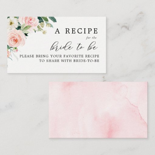 Elegant Blush Bridal Shower Share A Recipe Enclosure Card | Zazzle