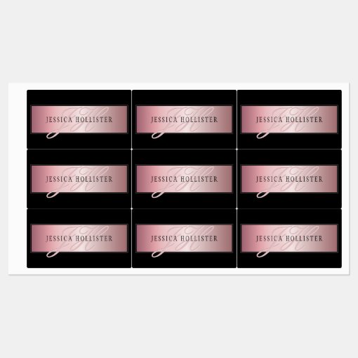 Elegant Blush Faux Rose Gold | Name & Initials Labels | Zazzle