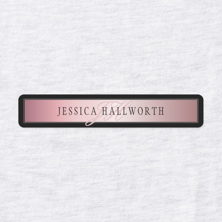Elegant Blush Faux Rose Gold | Name & Initials Labels | Zazzle