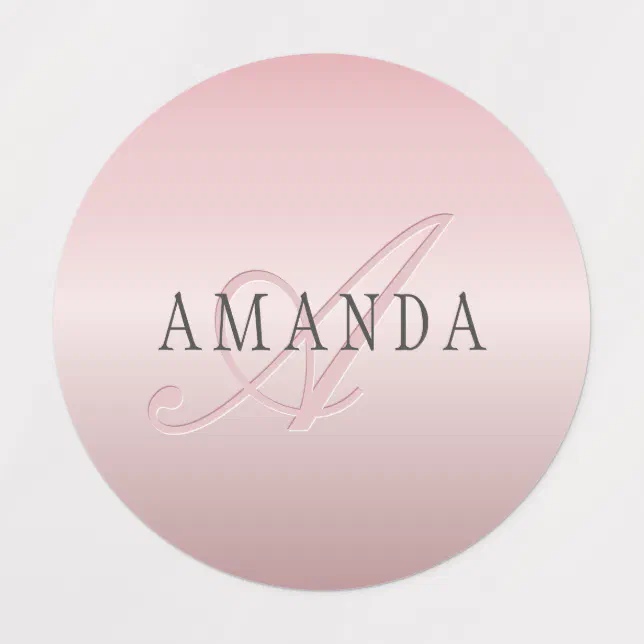 Elegant Blush Faux Rose Gold | Name & Monogram Labels | Zazzle