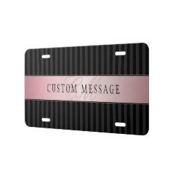 Elegant Blush Faux Rose Gold & Stripes + Message License Plate | Zazzle