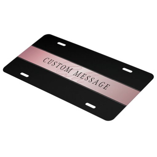 Elegant Blush Faux Rose Gold | Your Message License Plate | Zazzle
