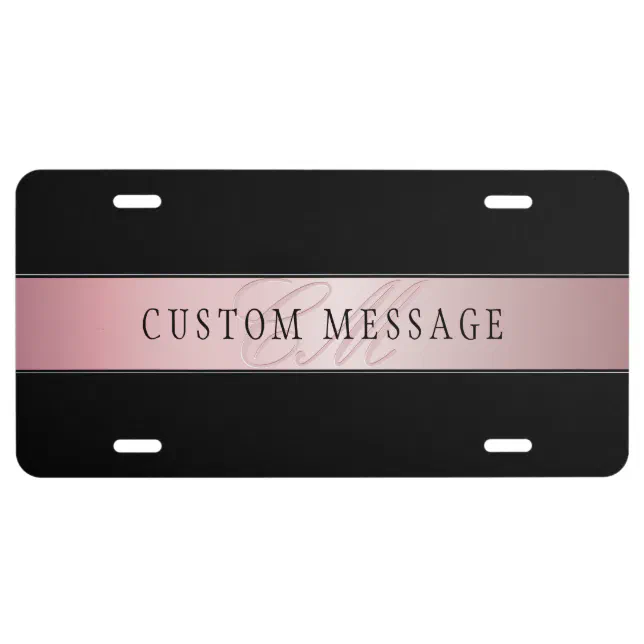 Elegant Blush Faux Rose Gold | Your Message License Plate | Zazzle
