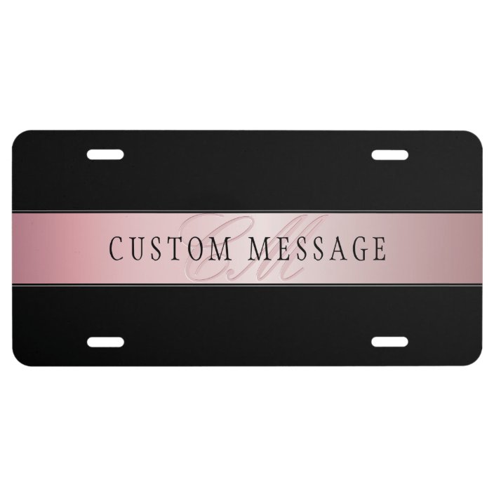 Elegant Blush Faux Rose Gold | Your Message License Plate | Zazzle.com