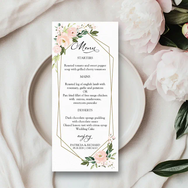 Zazzle wedding menu cards | Beachweddingtips.com
