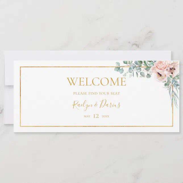 Elegant Blush Floral Hanging Seating Chart Header | Zazzle
