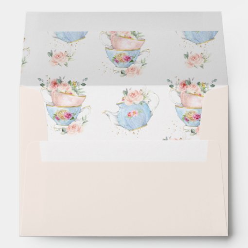 Elegant Blush Floral High Tea Party Bridal Baby Envelope | Zazzle