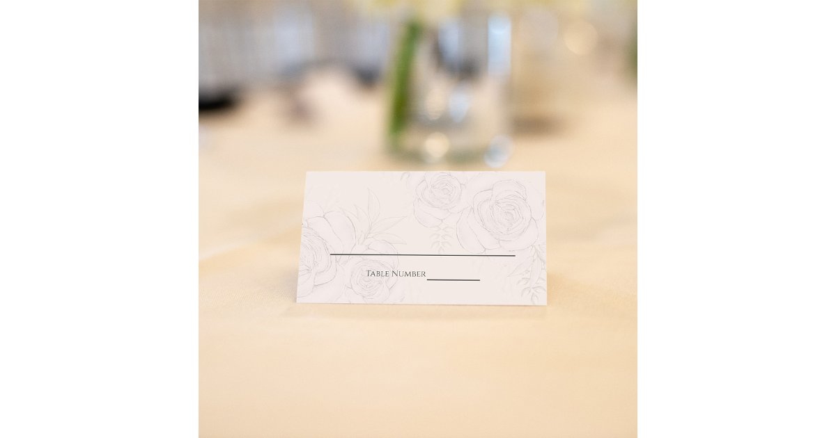 Elegant Blush Floral Wedding Table Number Place Card | Zazzle