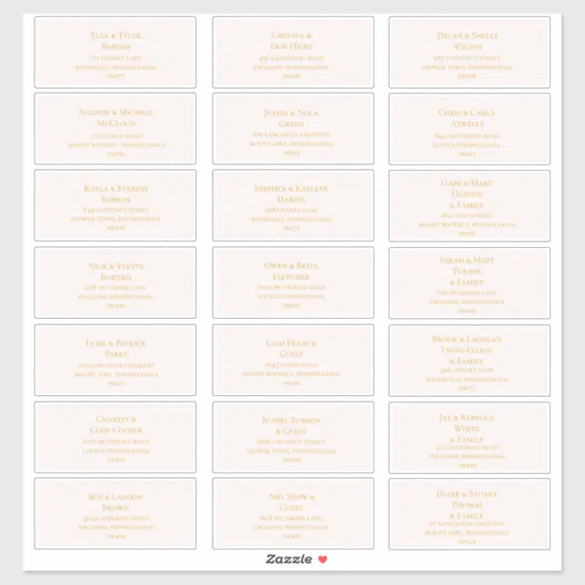 Elegant Blush Gold Font Wedding Address Labels | Zazzle
