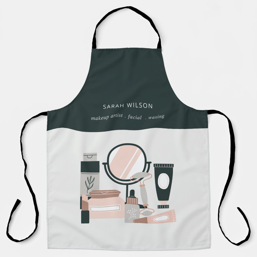 Elegant Blush Grey Makeup Artist Cosmologist Apron | Zazzle