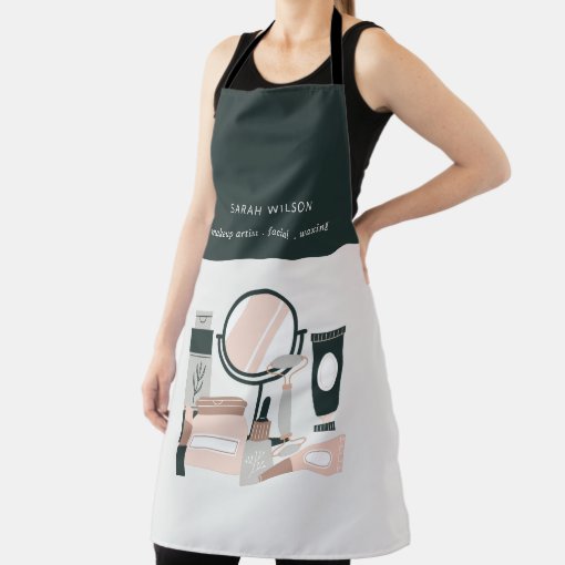 Elegant Blush Grey Makeup Artist Cosmologist Apron | Zazzle