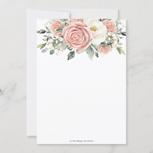 Elegant Blush Ivory Floral Roses Flowers Wedding Invitation | Zazzle