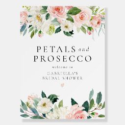 Elegant Blush Petals & Prosecco Bridal Shower Foam Board | Zazzle