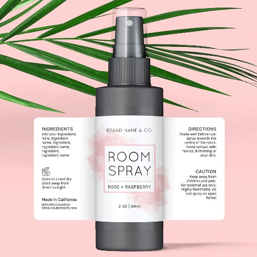 Elegant Blush Pink 2 OZ Room Spray Bottle Label | Zazzle
