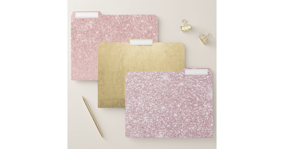 Elegant blush pink abstract trendy girly glitter file folder | Zazzle