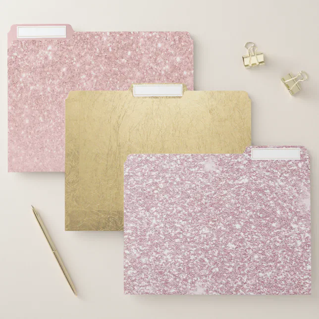Elegant blush pink abstract trendy girly glitter file folder | Zazzle