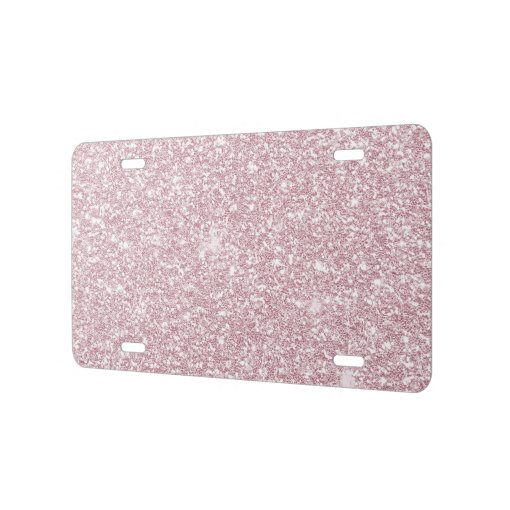 Elegant blush pink abstract trendy girly glitter license plate | Zazzle